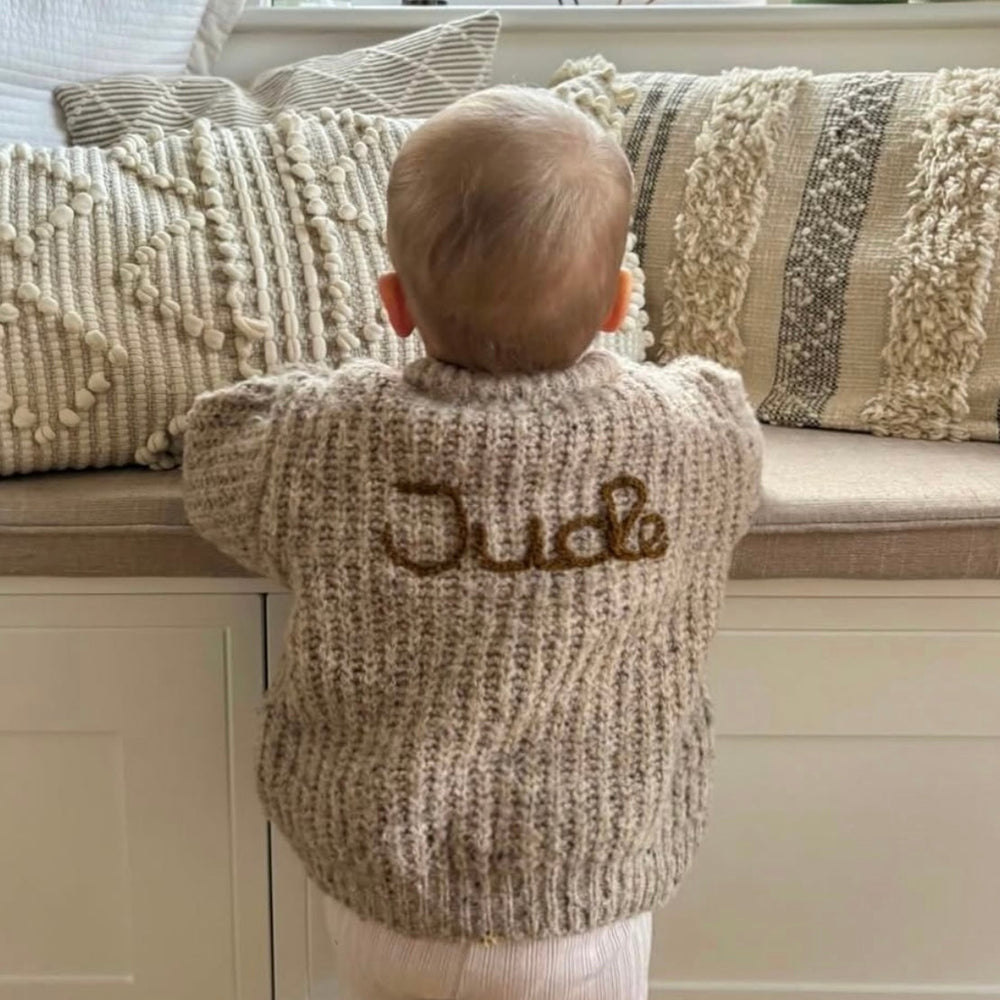 hand-embroidered baby name knits and denim made with love in the UK ...